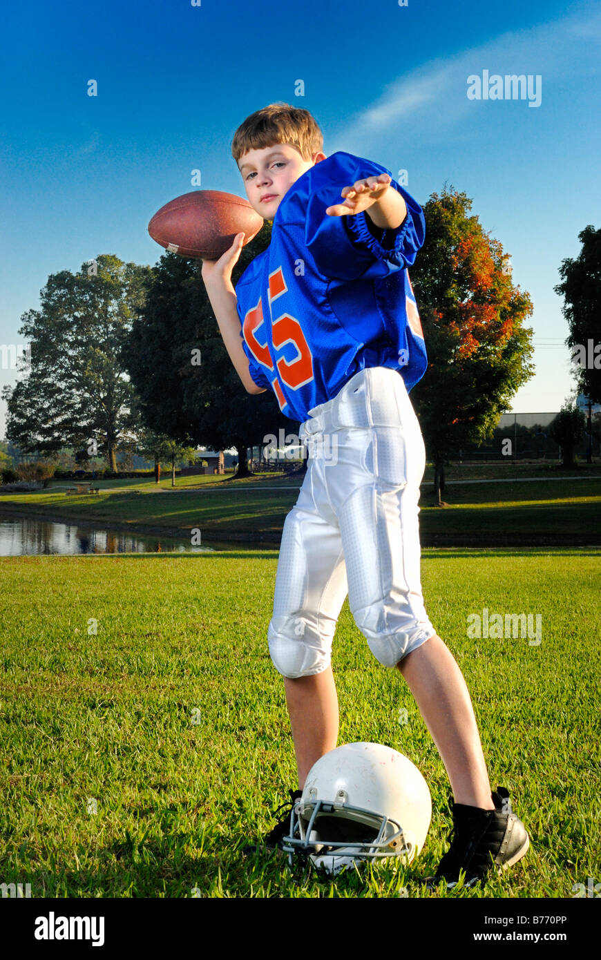 Boy Football Pose Helmet High Resolution Stock Photography and Images ...