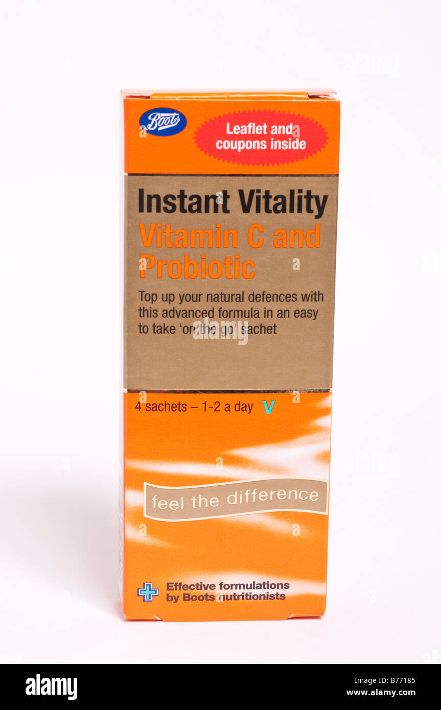 Vitamin C and Probiotic powder in a sachet giving instant vitality and ...