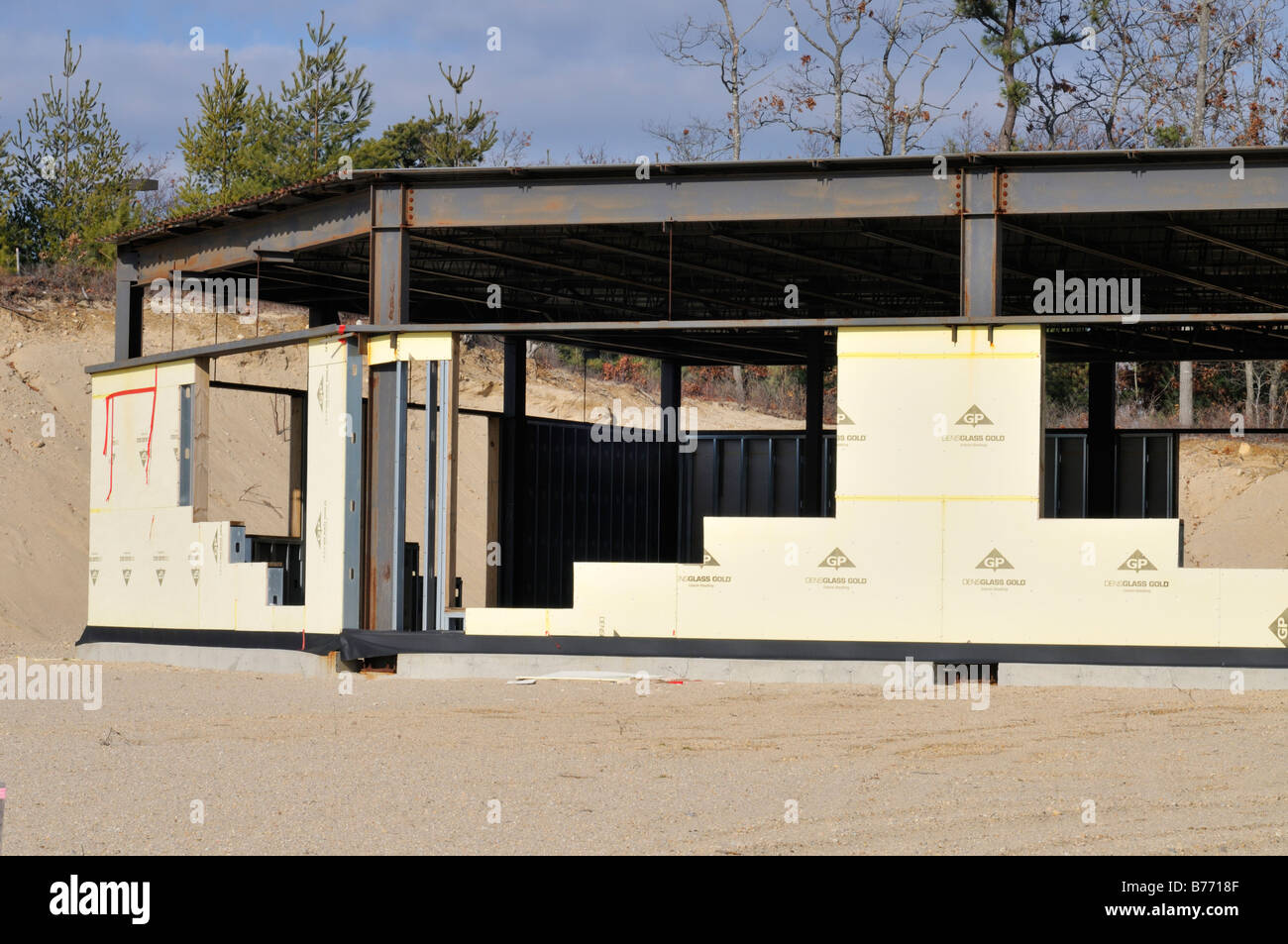 Unfinished new construction of exterior of a commercial building Stock ...