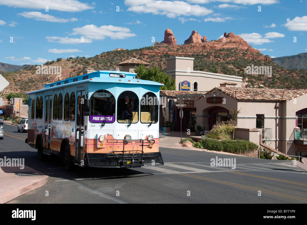 Free shuttle tram Sedona Arizona USA Stock Photo - Alamy