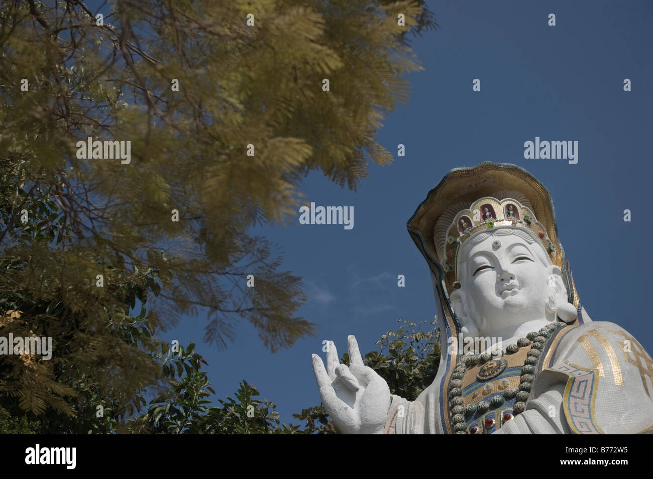 A sacred statue at the Tin Hau Goddess Temple Repulse Bay Beach in Hong ...