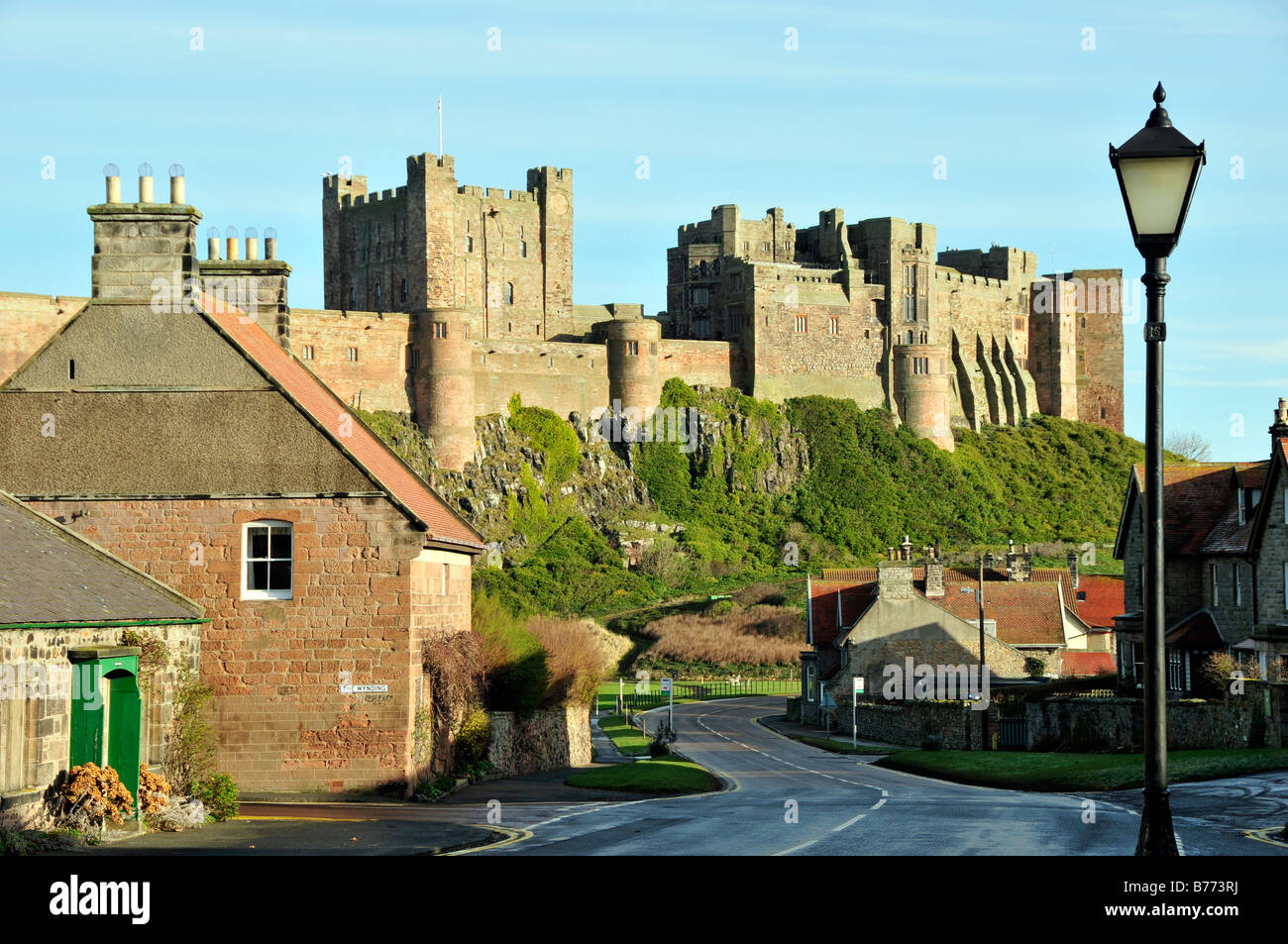 bamburgh castle northumberland uk england village hill cliff top Stock ...
