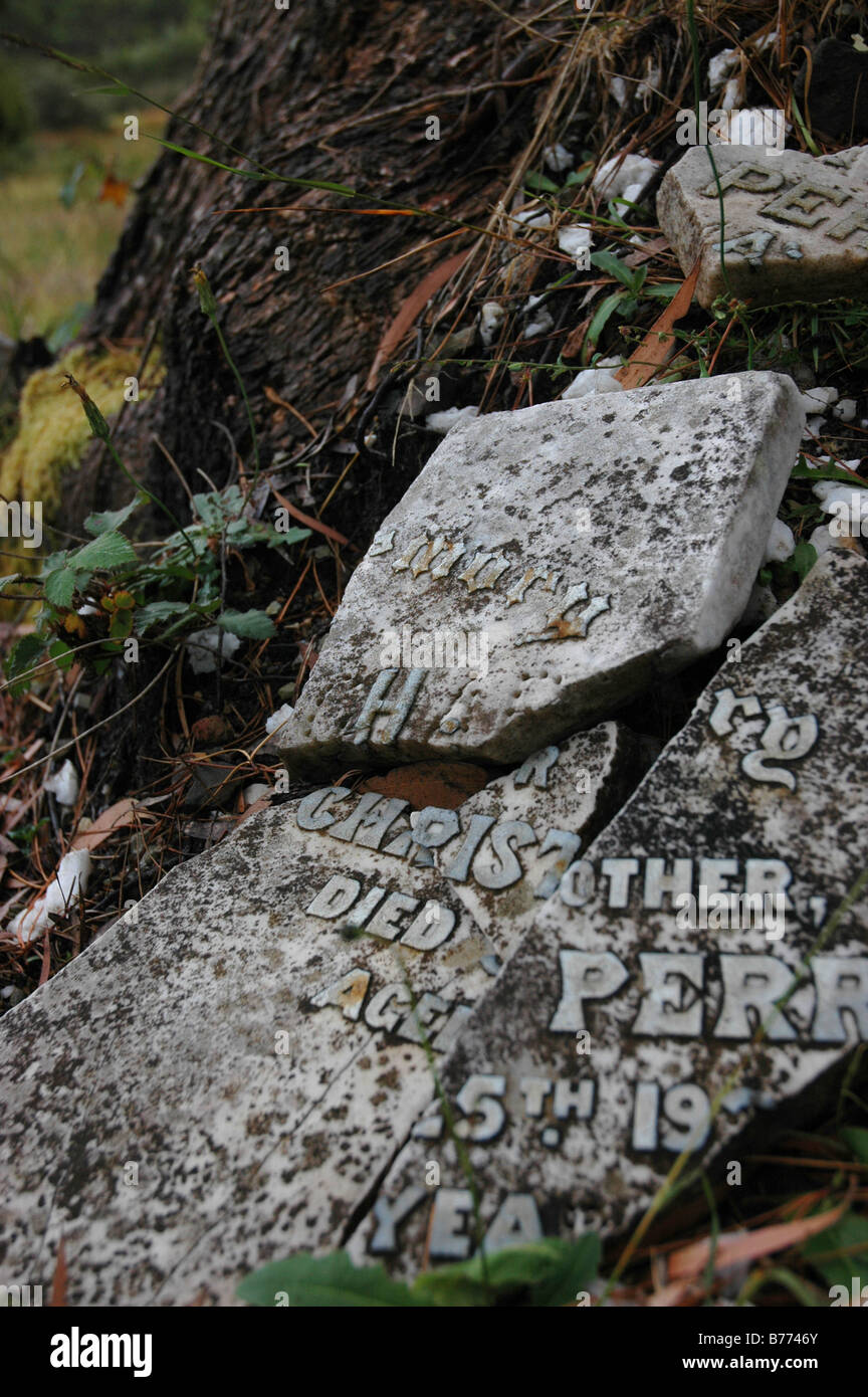 An old, broken gravestone in Tasmania Stock Photo - Alamy
