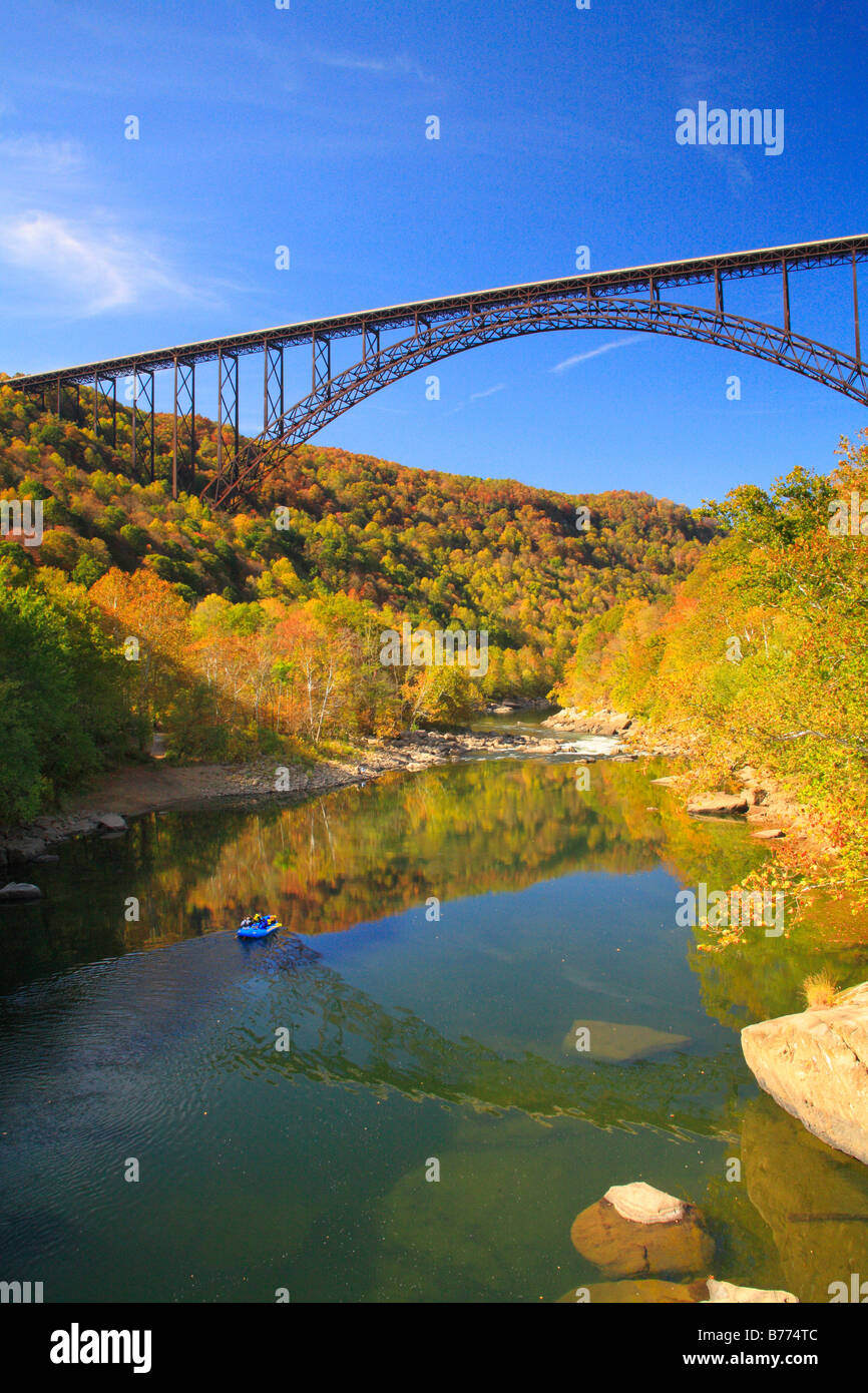 Rafters and New River Gorge Bridge, New River Gorge National River ...