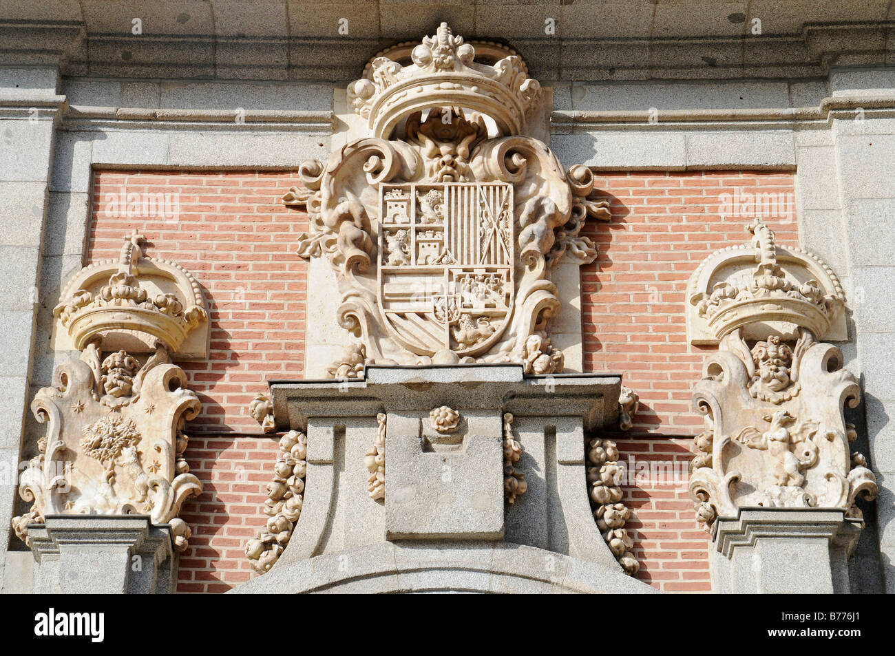 Emblem, front of the town hall, Plaza de la Villa, Madrid, Spain ...