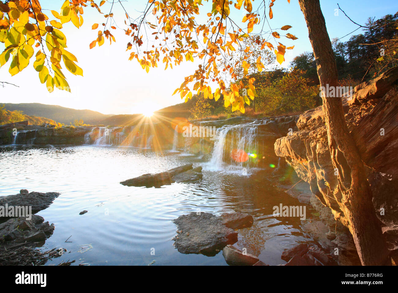Sunset at Sandstone Falls, New River Gorge National River, West ...