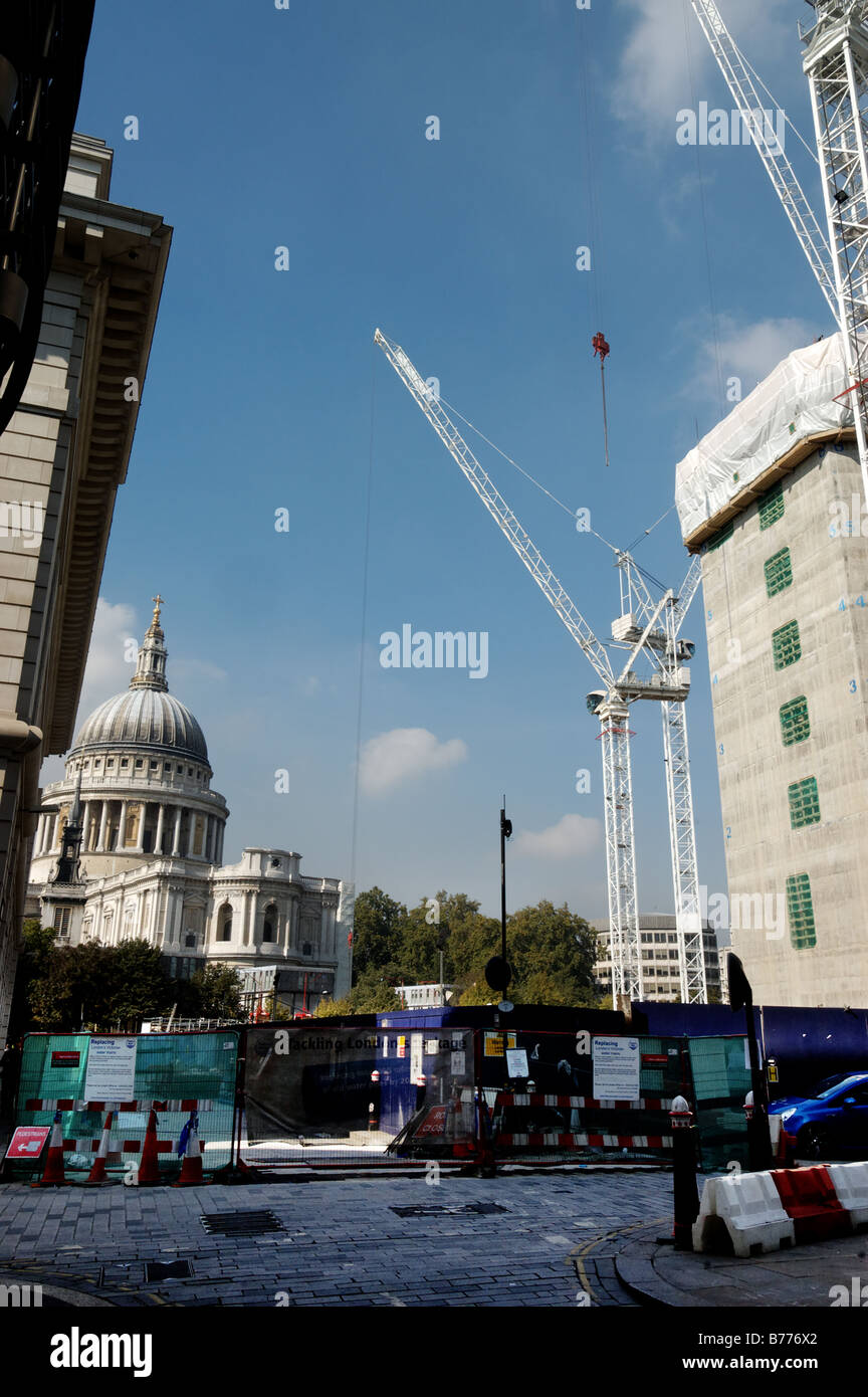 A building site in London with St Pauls cathedral behind Stock Photo ...