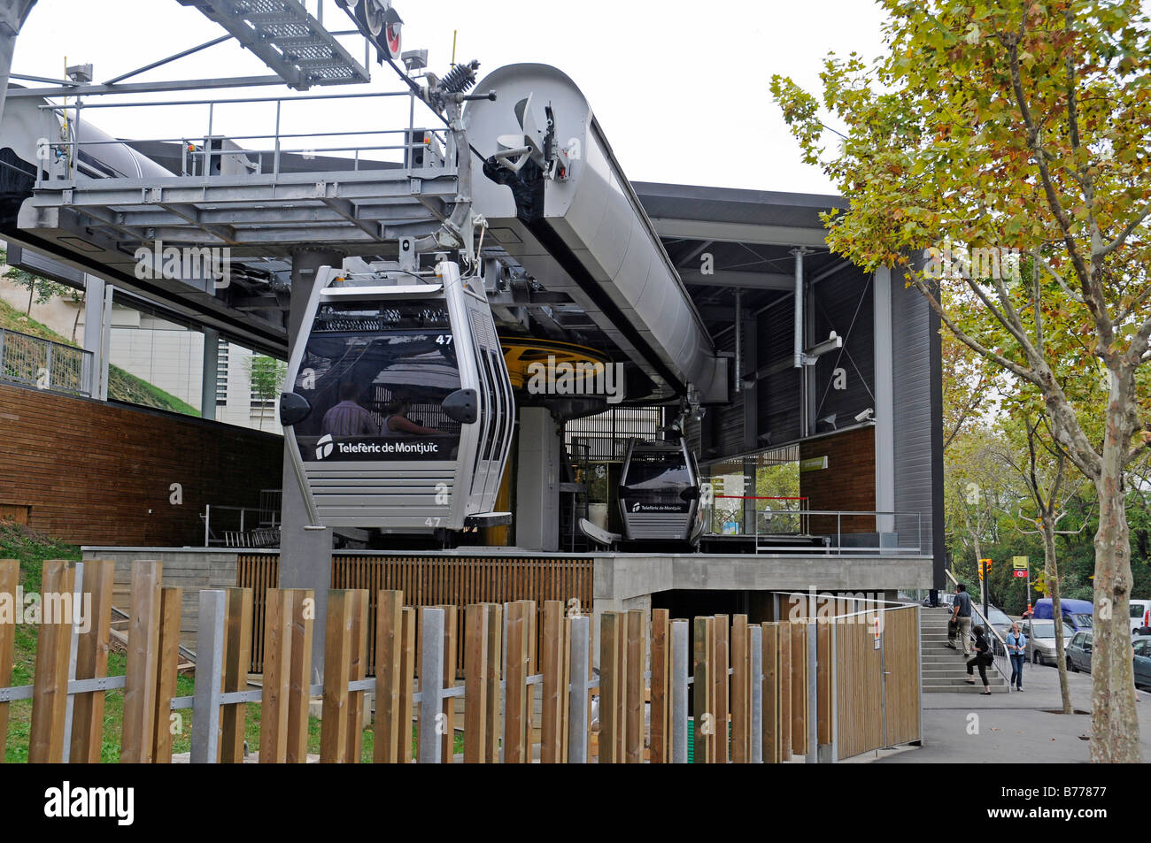 Teleferic, cable car station, Montjuic, Barcelona, Catalonia, Spain ...
