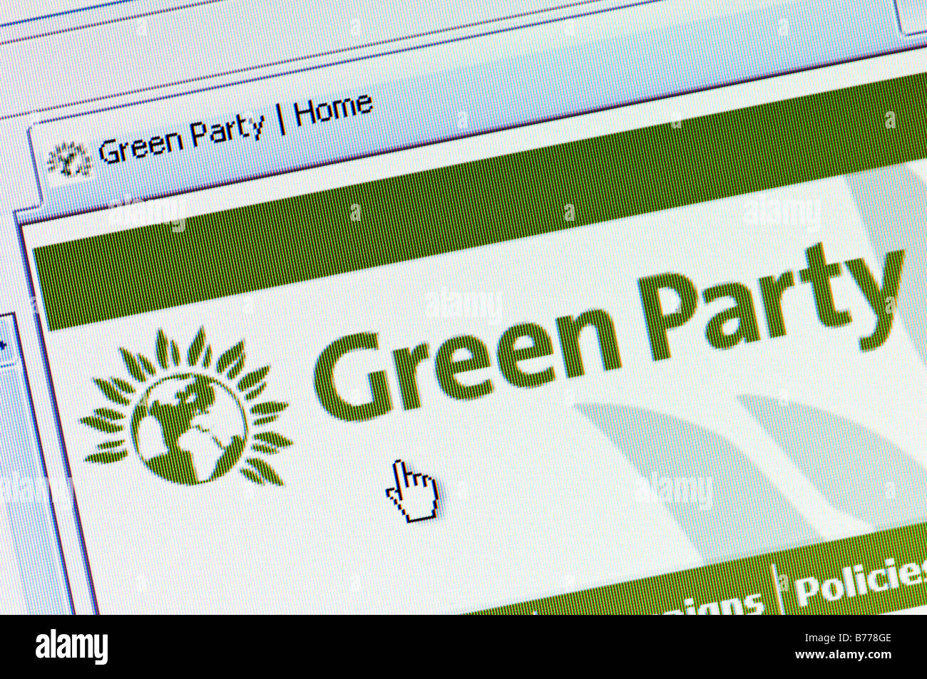 Macro screenshot of UK Green Party website (Editorial use only Stock ...
