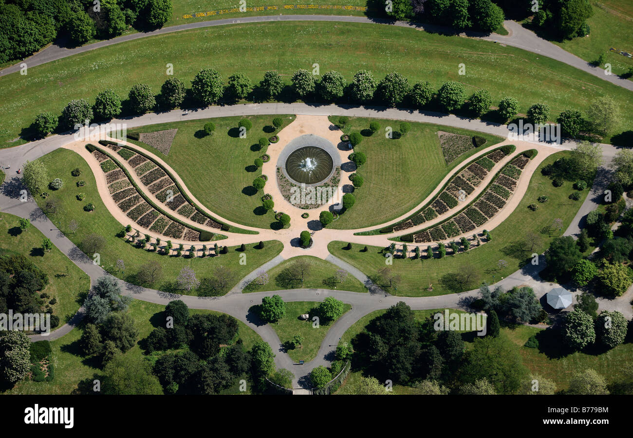 Aerial photo, baroque flower bed, garden, Rheinaue leisure park, Bonn ...