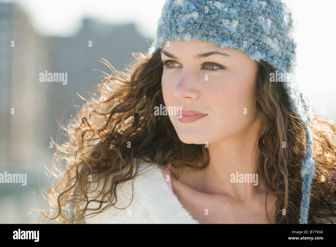 Close up of woman stocking cap Stock Photo - Alamy