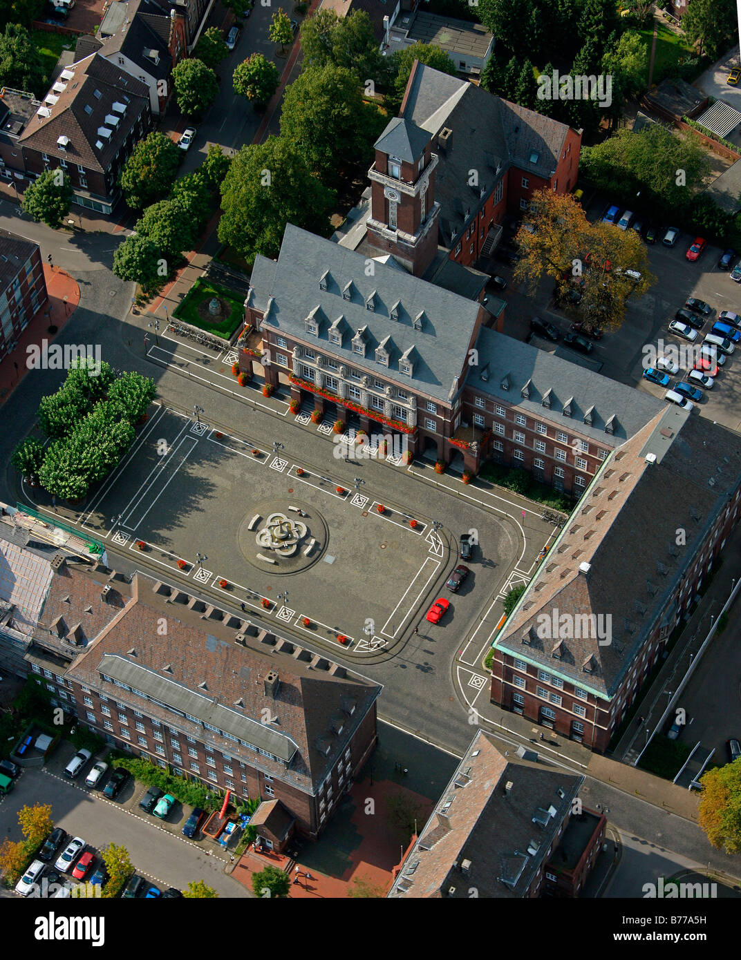 Aerial photograph, City Hall, Bottrop, Ruhr district, North Rhine ...