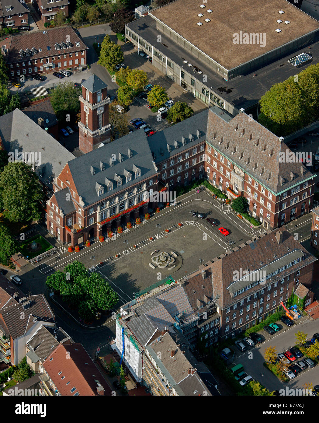 Aerial photograph, City Hall, Bottrop, Ruhr district, North Rhine ...