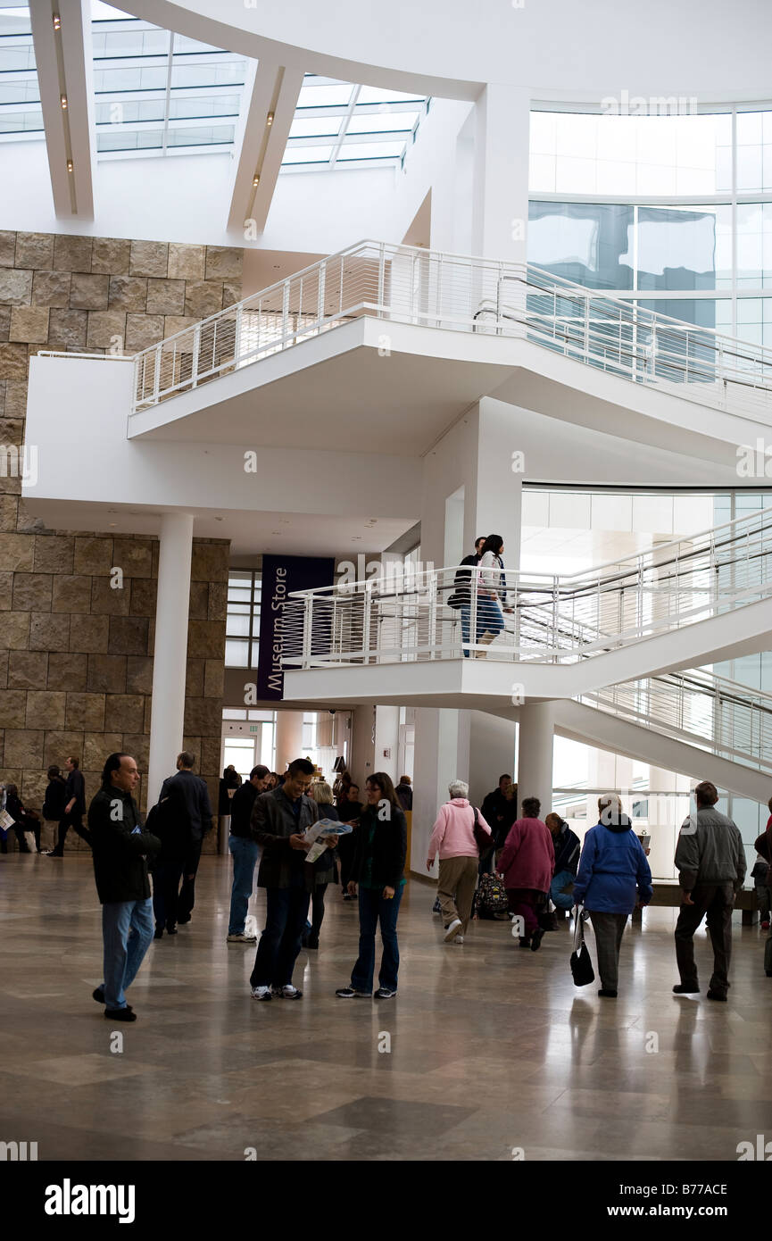 Main foyer and staircase at the J Paul Getty Museum in Los Angeles ...
