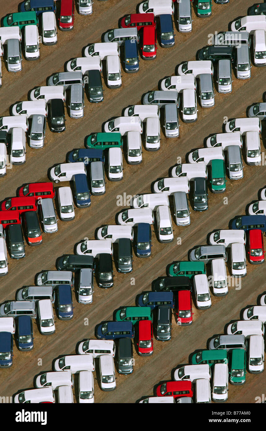 Aerial photograph, Volkswagen external storage area, T5 vans, Rheden ...