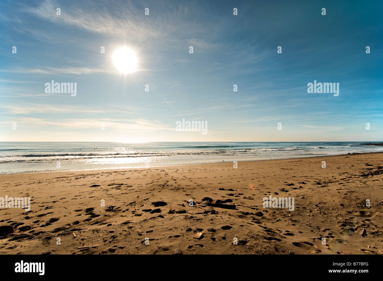 Beach and Pacific Ocean at County Line Beach in Malibu California Stock ...