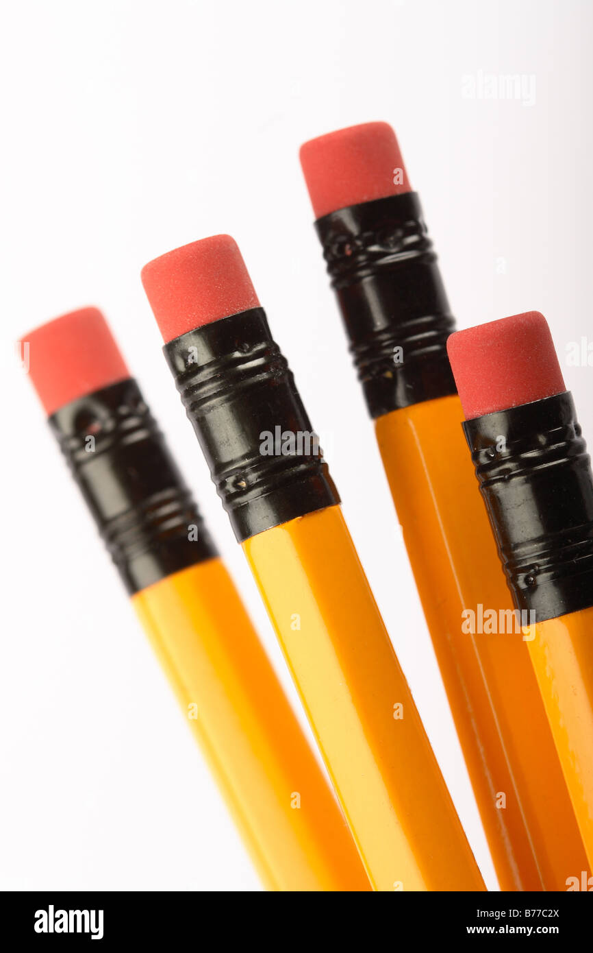 Pencil Pencils with eraser rubber on the tip top Stock Photo - Alamy