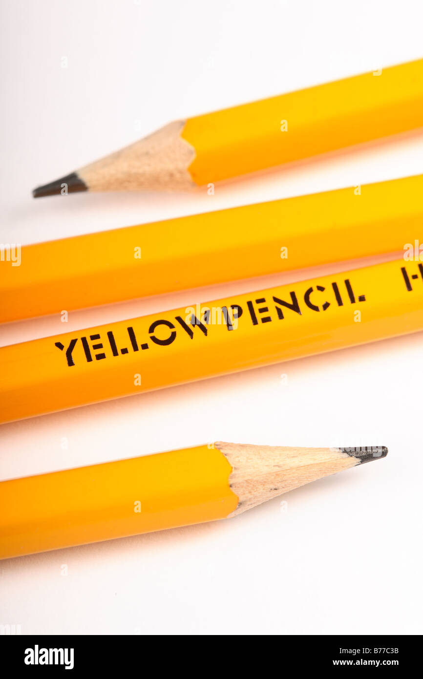 Sharp pencils yellow painted pencil with Yellow Pencil text Stock Photo ...