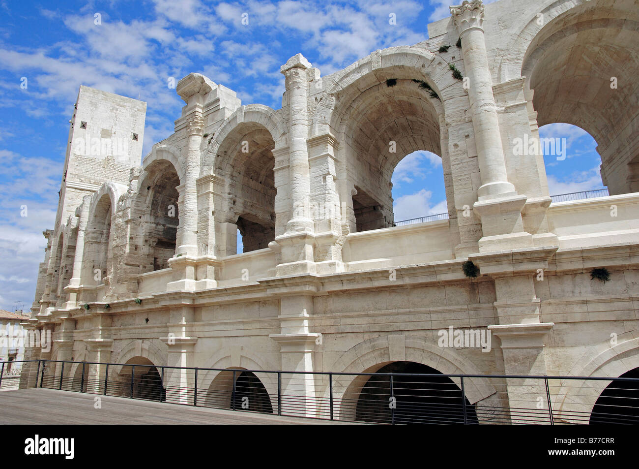 Roman amphitheatre, used as bullring, Arles, Bouches-du-Rhone, Provence-Alpes-Cote d'Azur ...