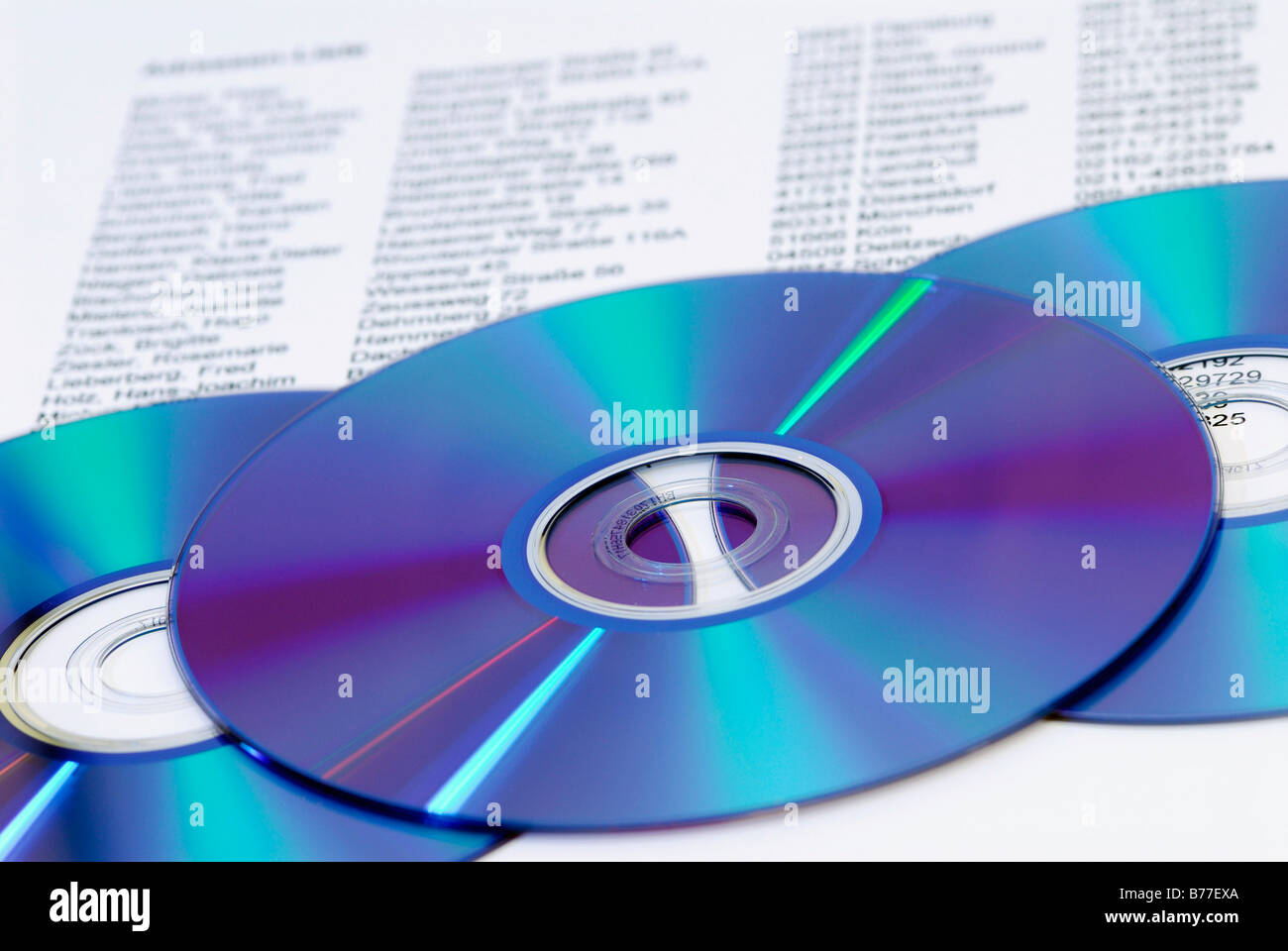 Cds on an address list, symbolic picture for data trade, stealing data ...