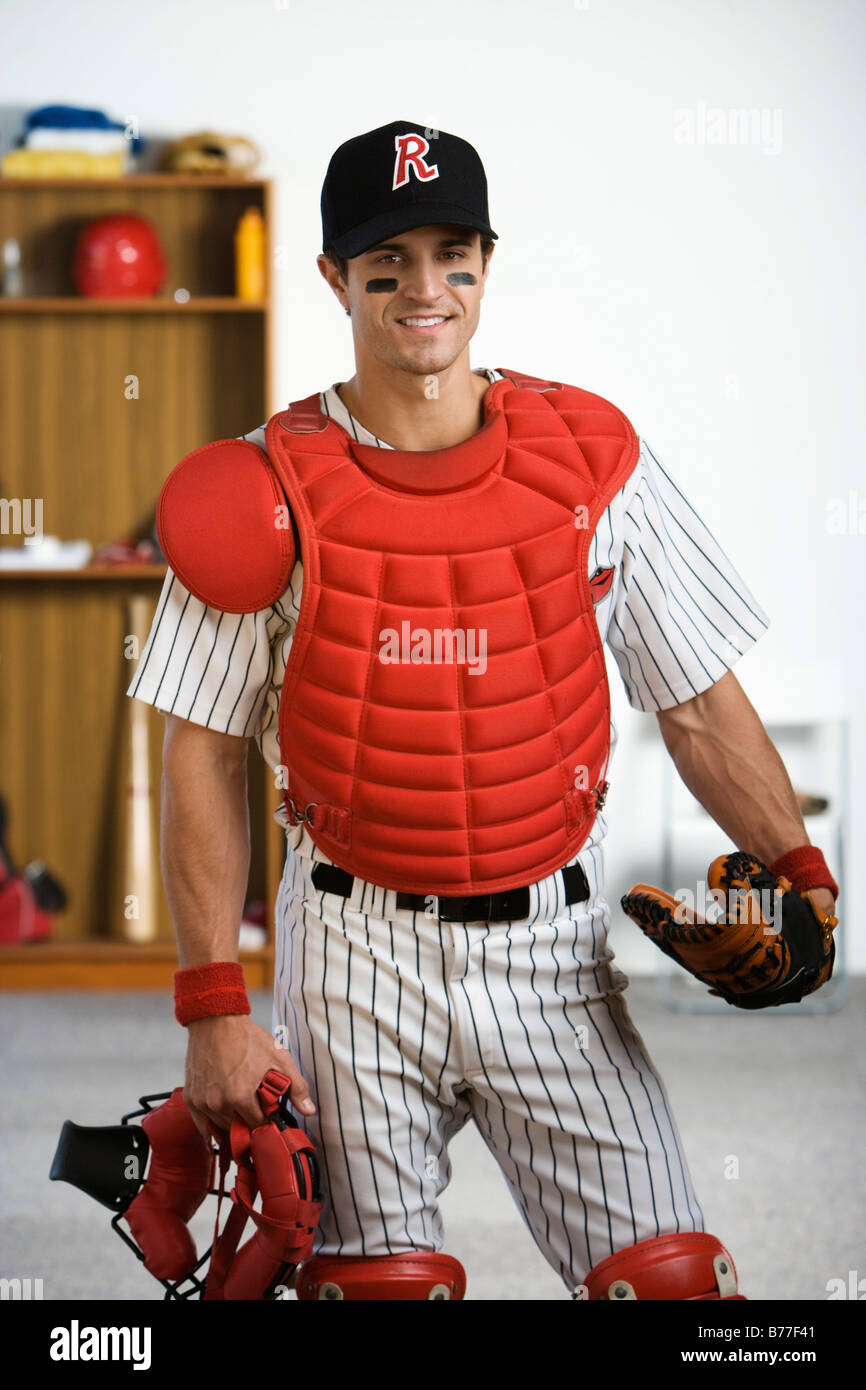 Portrait of baseball catcher locker room Stock Photo - Alamy