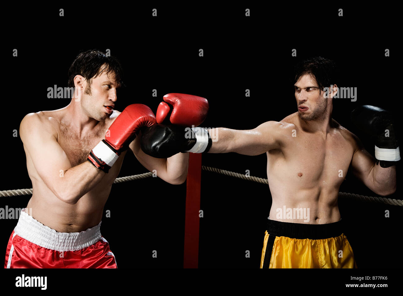 Boxers fighting boxing ring Stock Photo - Alamy