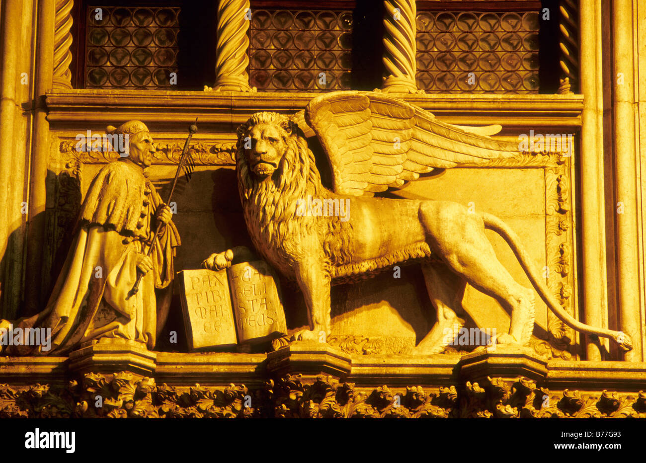 Relief with St. Mark's lion, St. Mark's Square, Venice, Italy, Europe ...