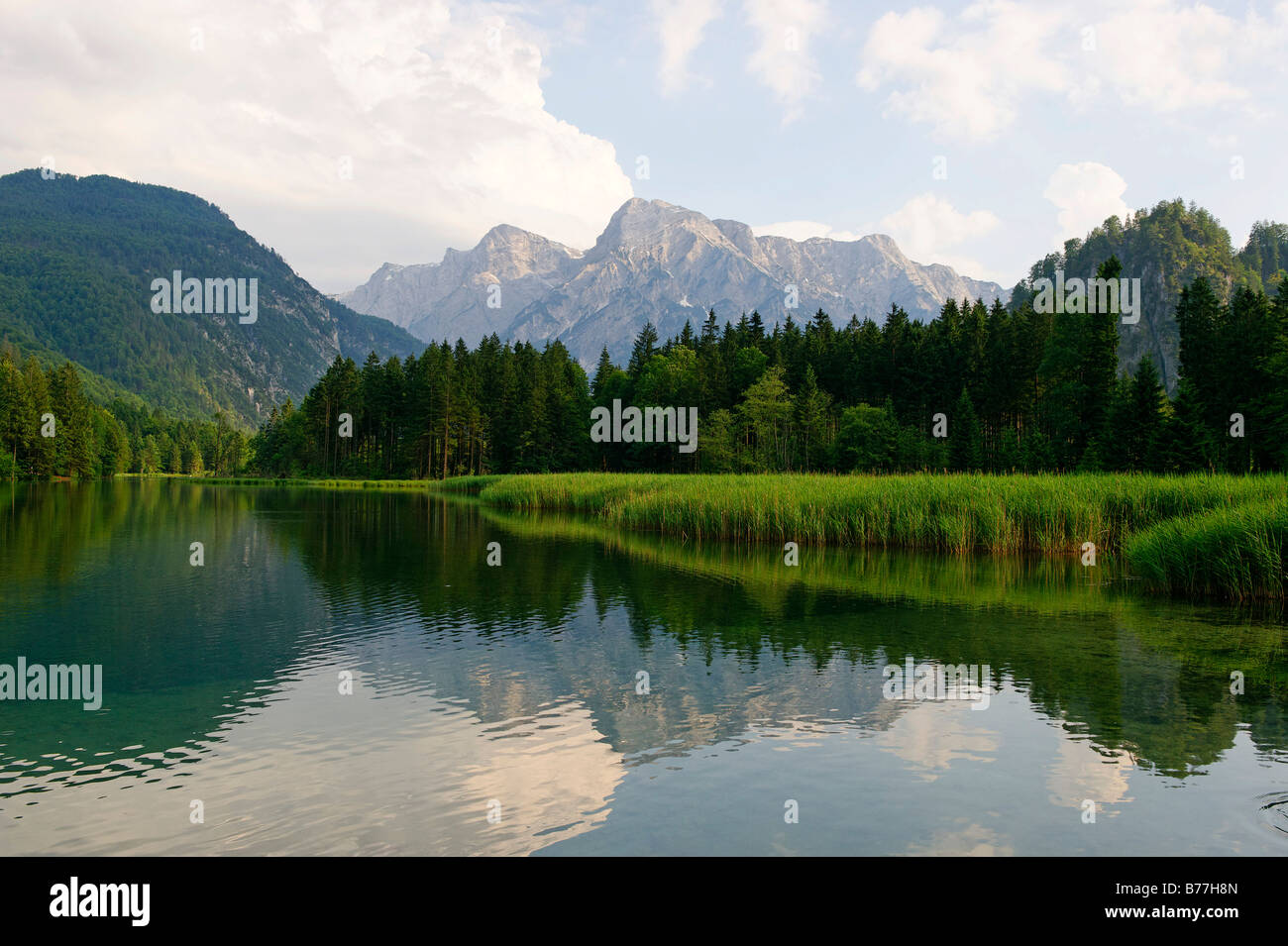 Almsee in the Alm valley below the Totes Gebirge mountains, Upper ...