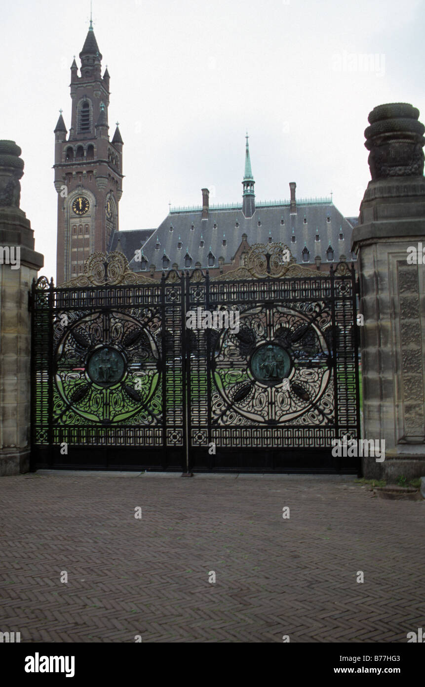 Gates of the Peace Palace in the Hague, Netherlands, home of the ...