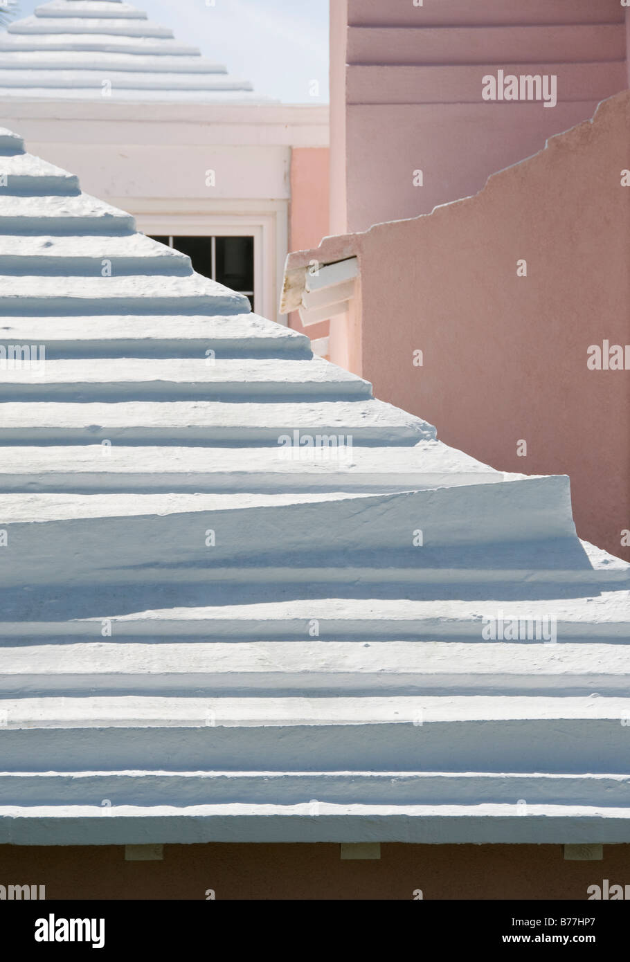 Rain collecting rooftop Bermuda Stock Photo - Alamy
