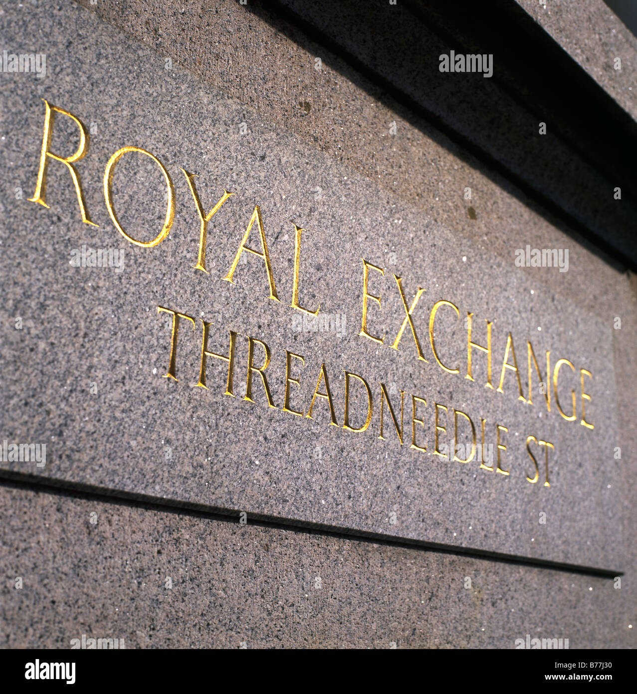 Royal Exchange sign London Square Mile London England UK KATHY DEWITT ...