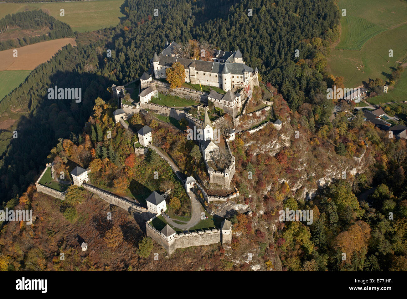 Hochosterwitz Castle, aerial photograph, Carinthia, Austria, Europe ...