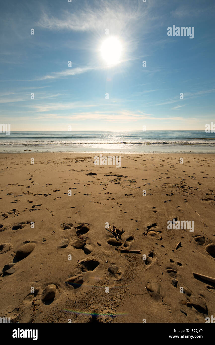 Beach and Pacific Ocean at County Line Beach in Malibu California Stock ...