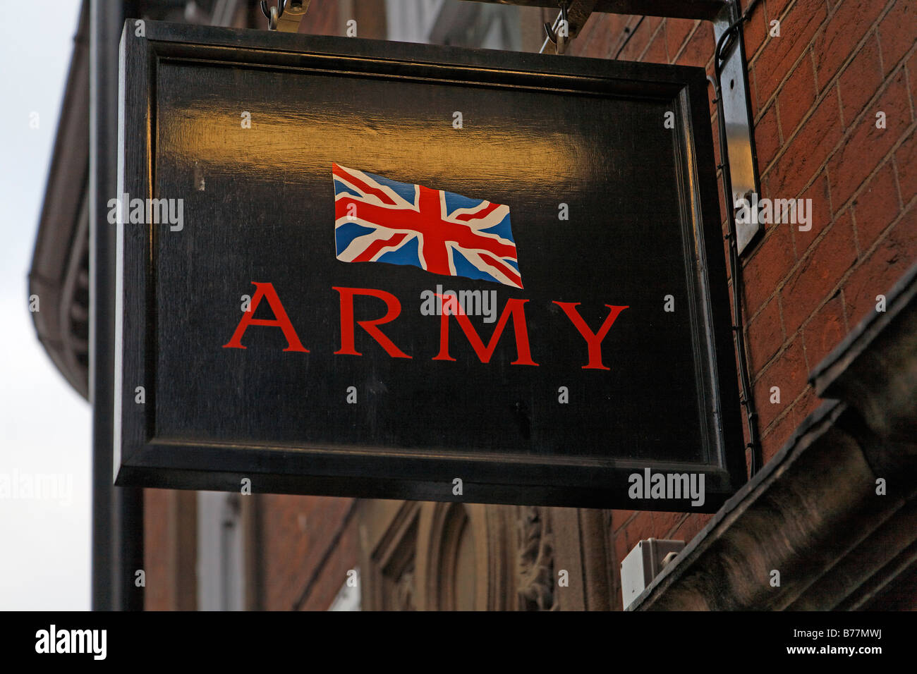 Union Jack sign outside British Army recruitment office Stock Photo - Alamy