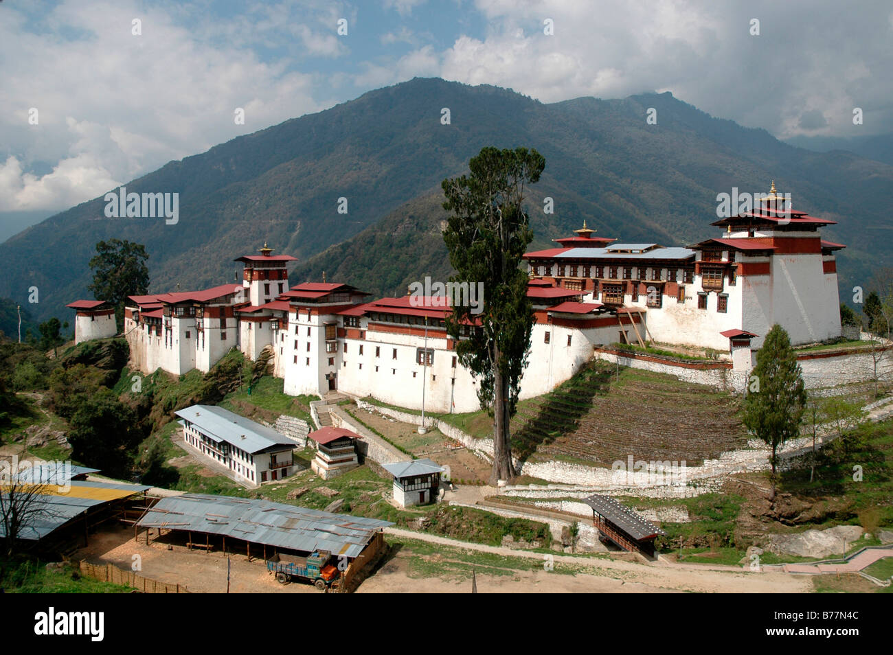Dzong, Buddhist monastery and fortress, in Tongsa, Bhutan, Himalaya ...