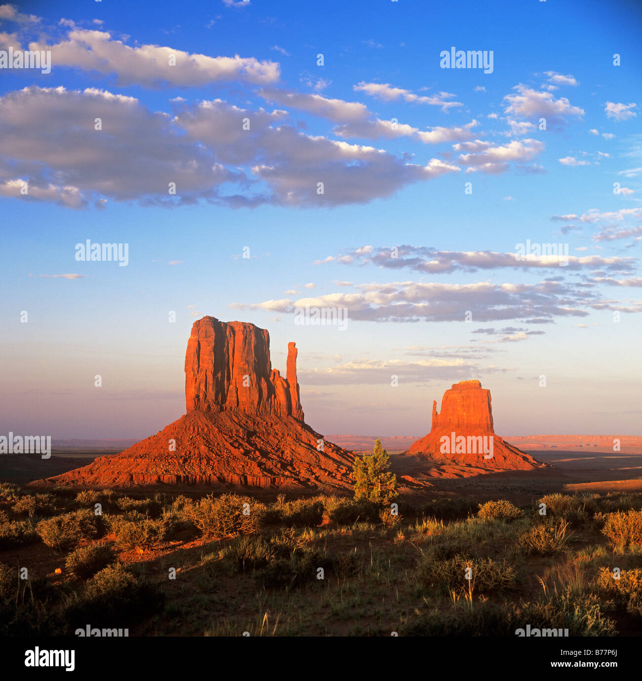 The 'mittens' of Monument Valley, Utah, USA, taken at sunset Stock ...