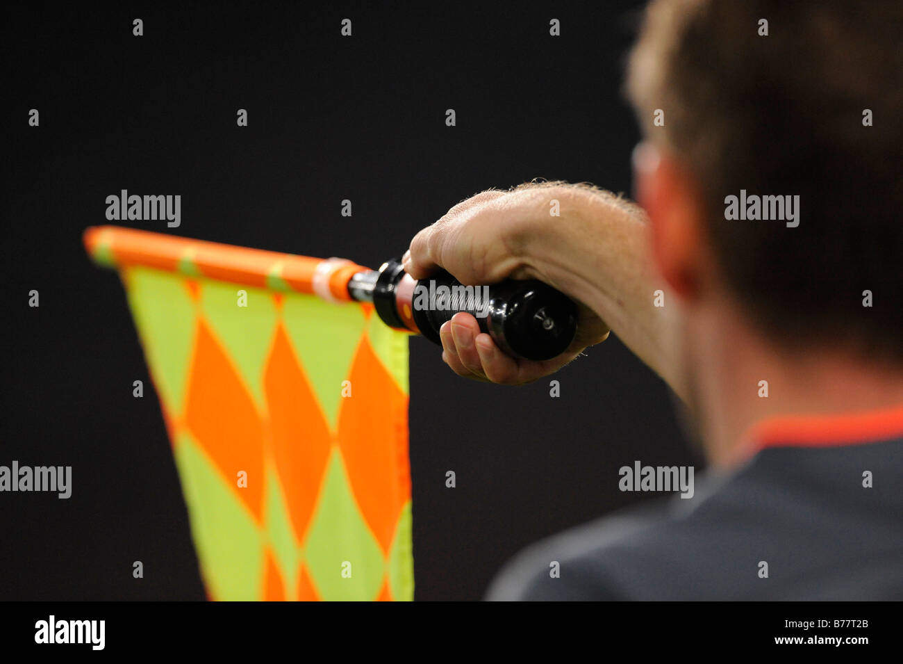 Flag indicating offside position, linesman, assistant referee Stock ...