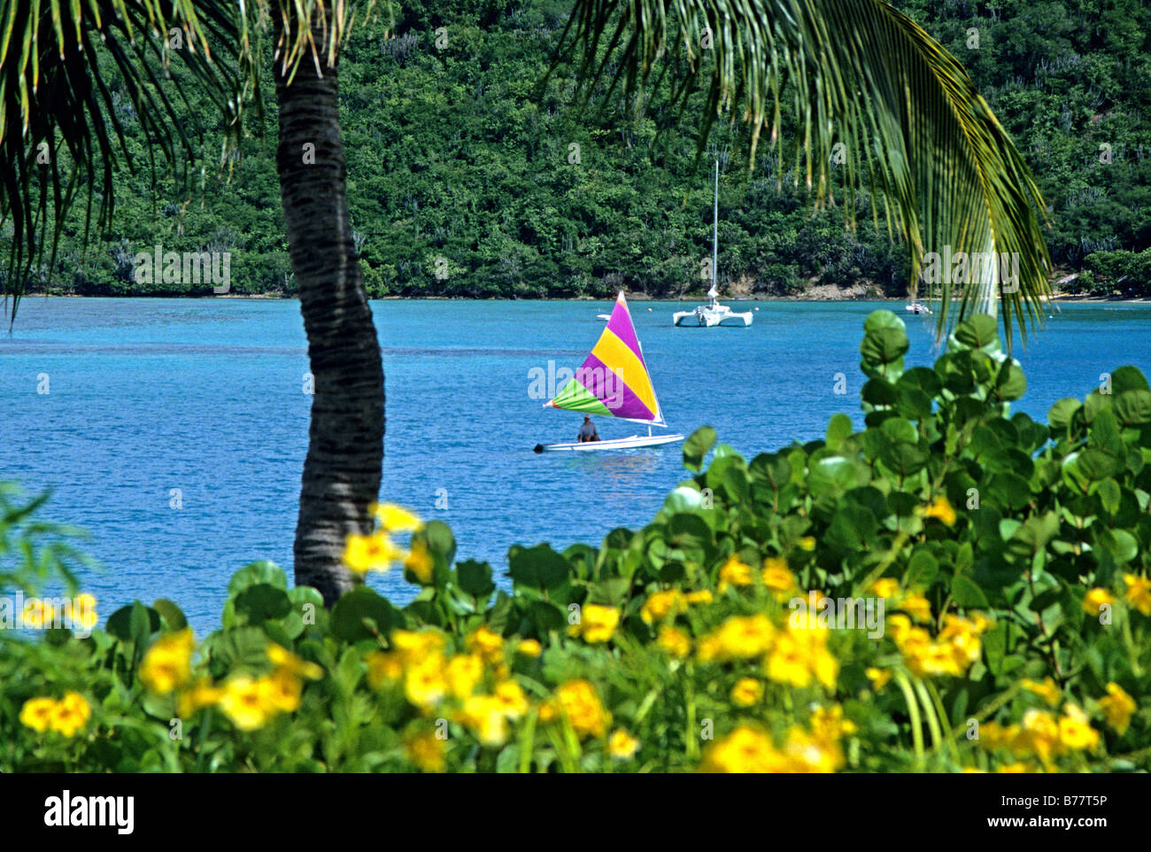 Sailboat near shore Virgin Gorda British Virgin Islands Caribbean Stock ...