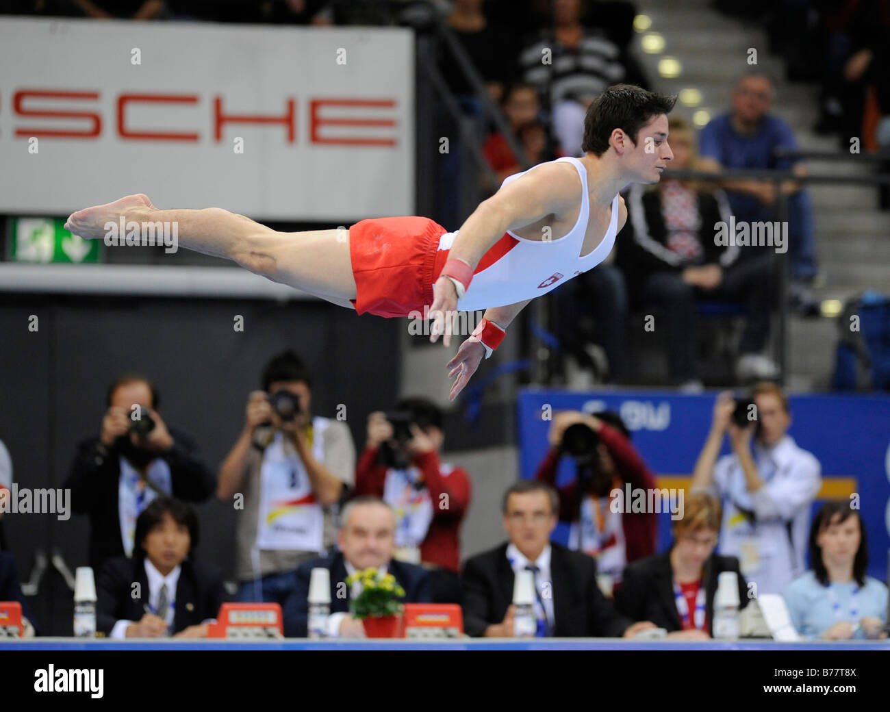 Nicolas Boeschenstein, Switzerland, performing on the floor in front of ...