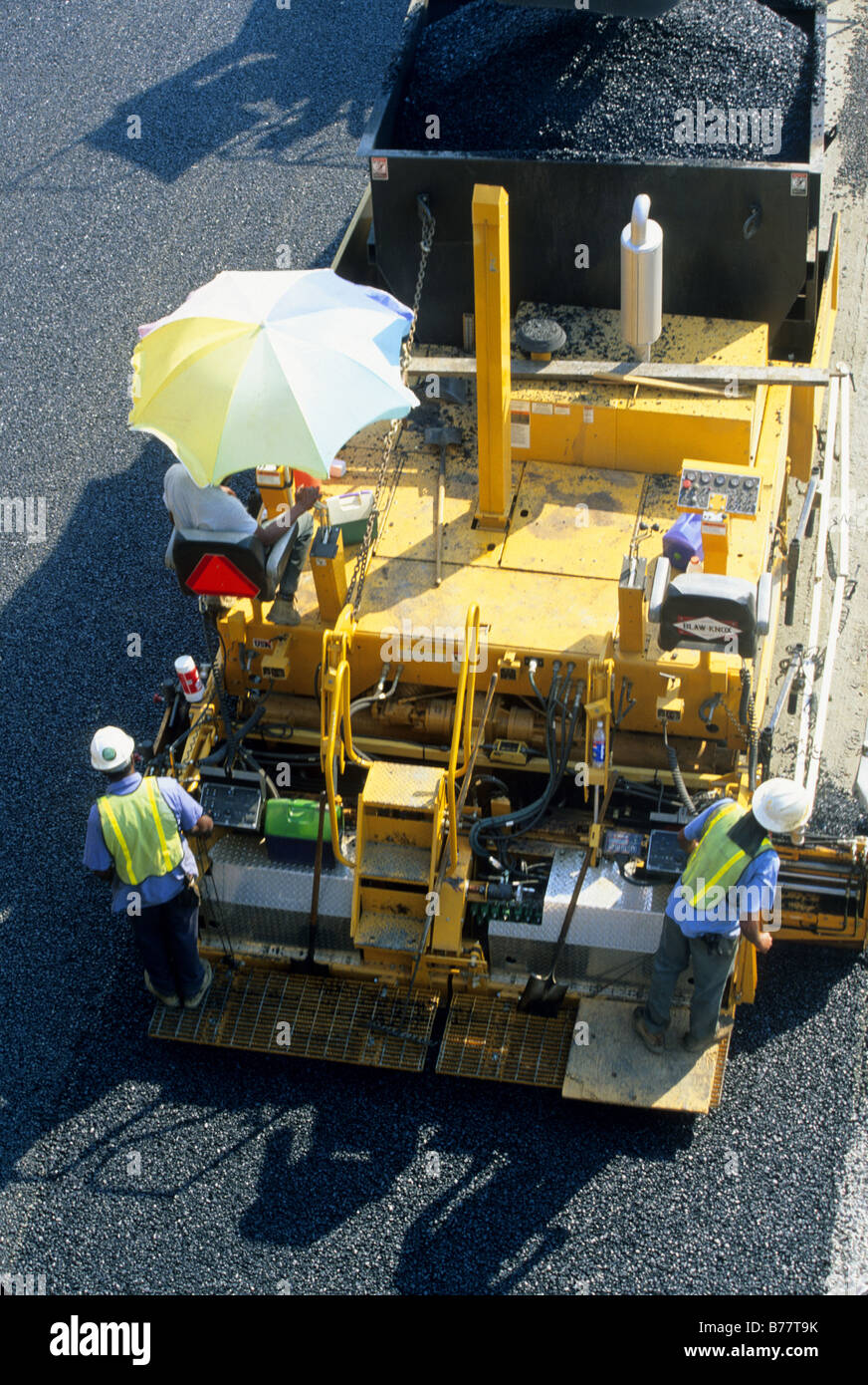 Overhead view of asphalt paving equipment Stock Photo - Alamy