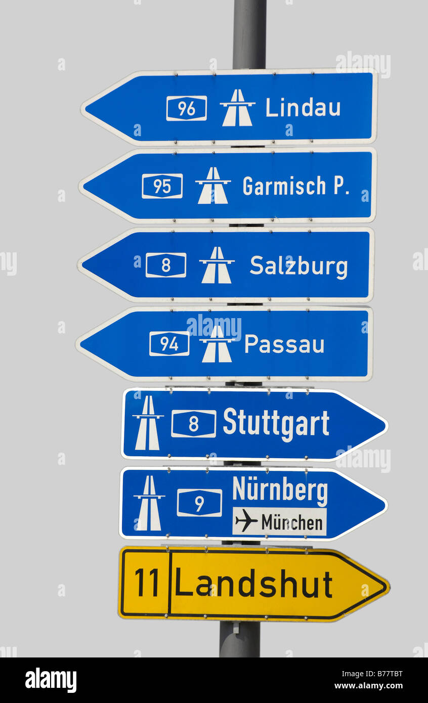 German autobahn direction road signs hi-res stock photography and ...