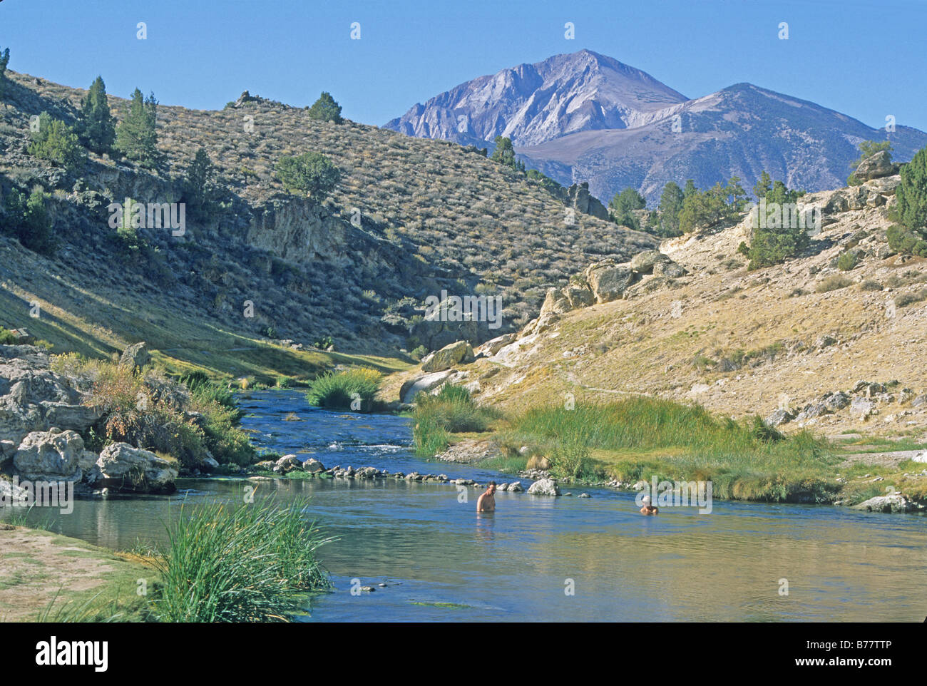 people swimming at Hot Creek Mammoth Lakes California Stock Photo - Alamy