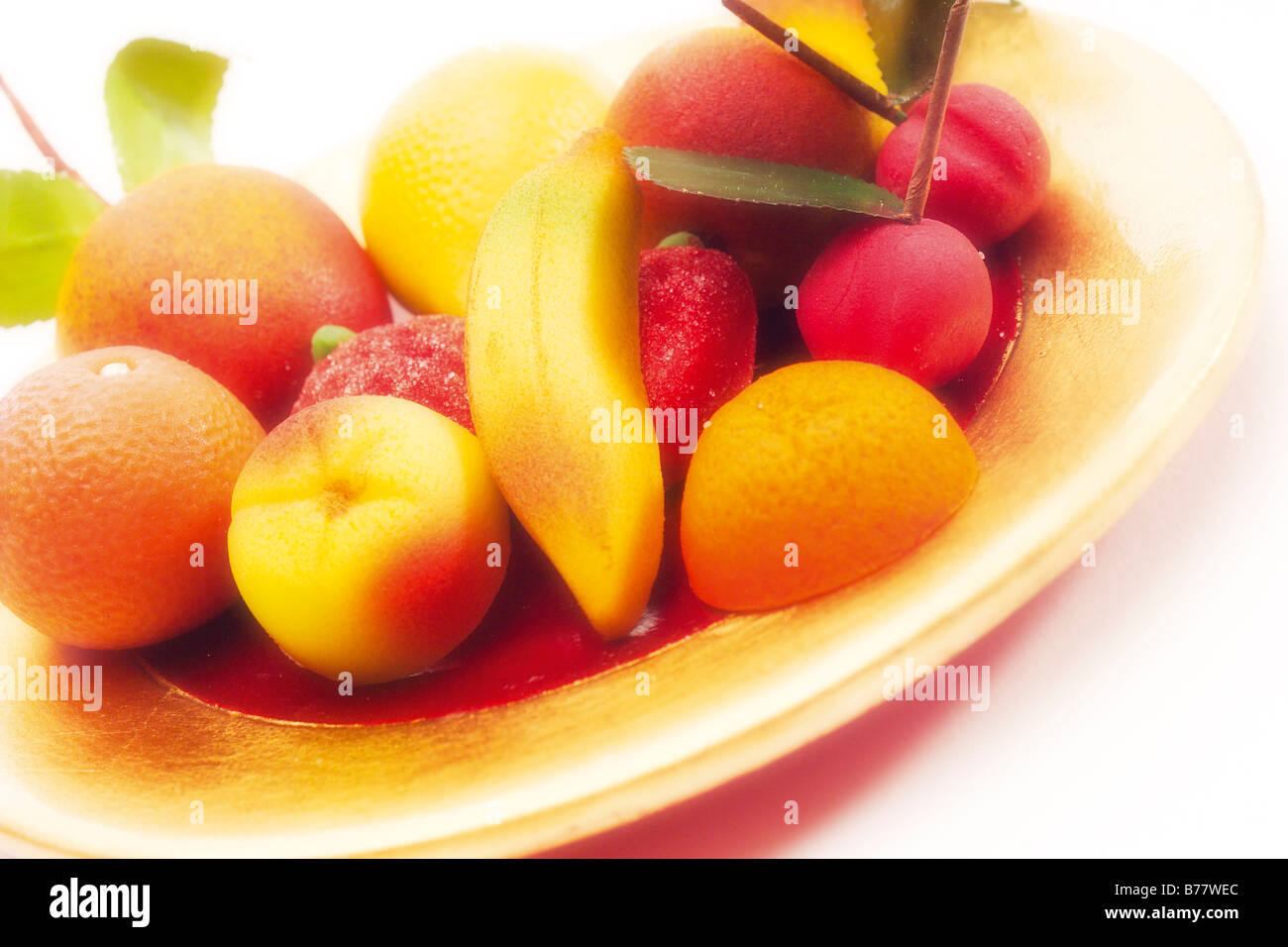 Marzipan fruits on plate Stock Photo - Alamy