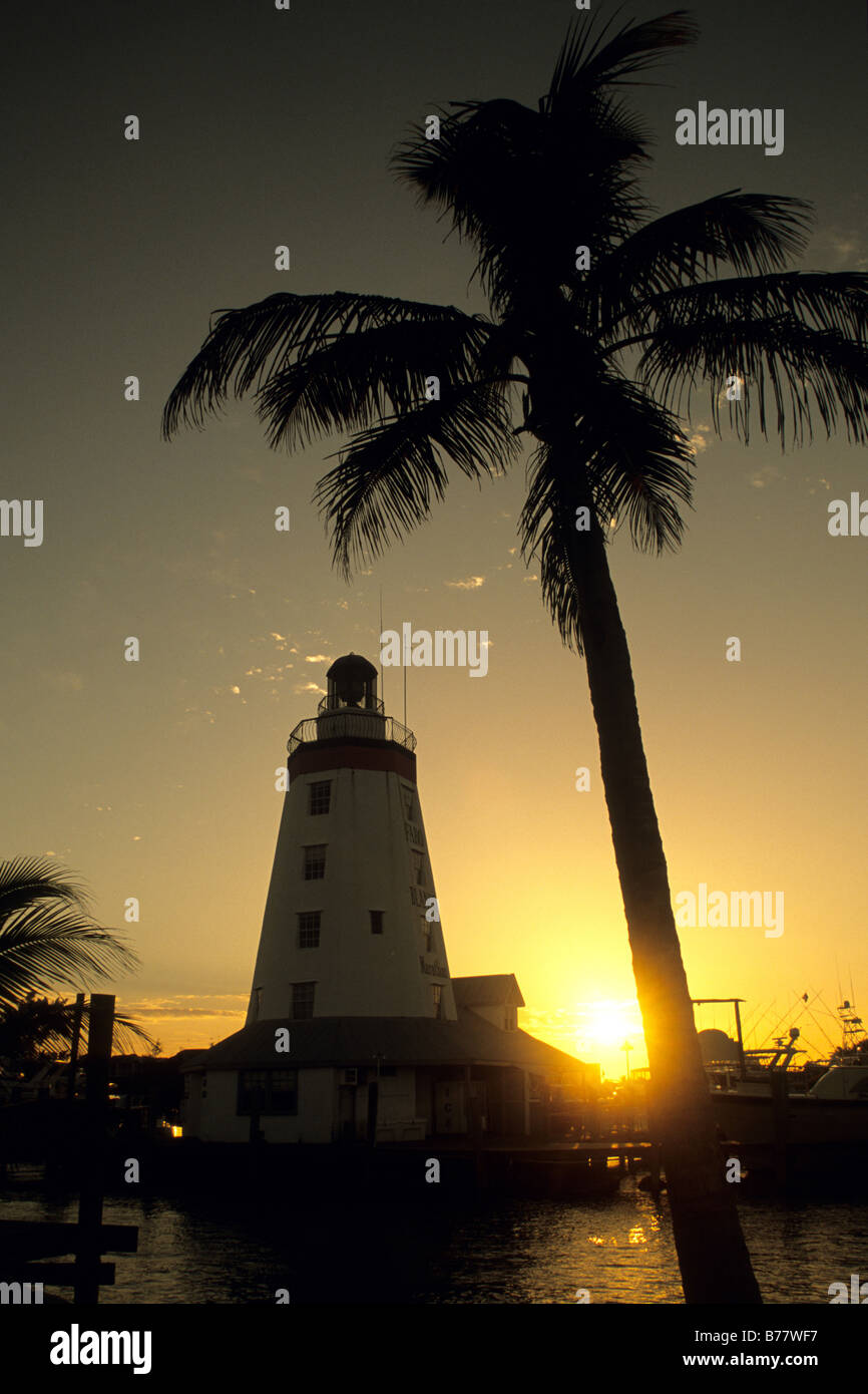 Sunset lighthouse at Faro Blanco marina Marathon Florida Keys Stock ...