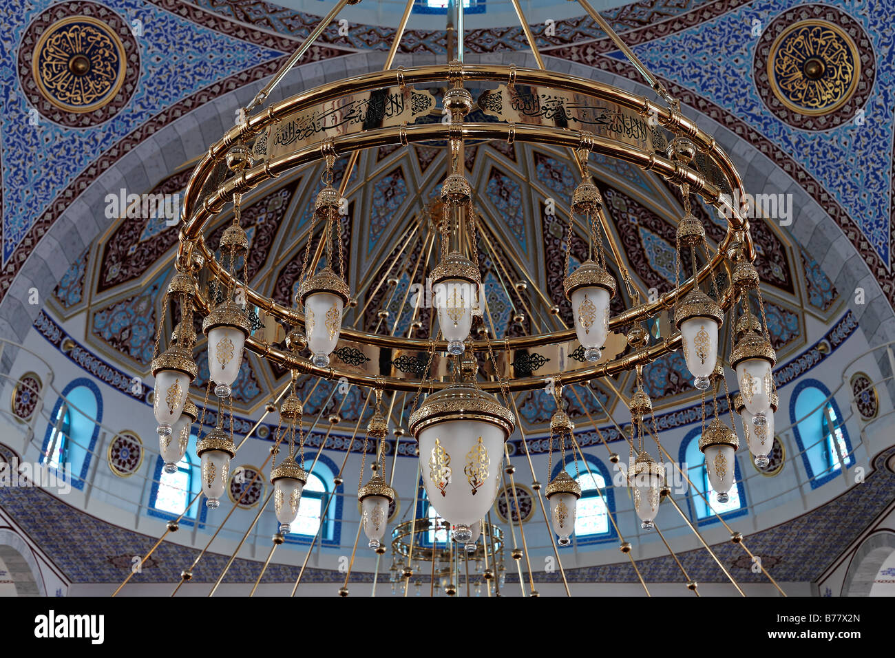 Large, golden chandelier, DITIB-Merkez-Mosque, newly built in the ...