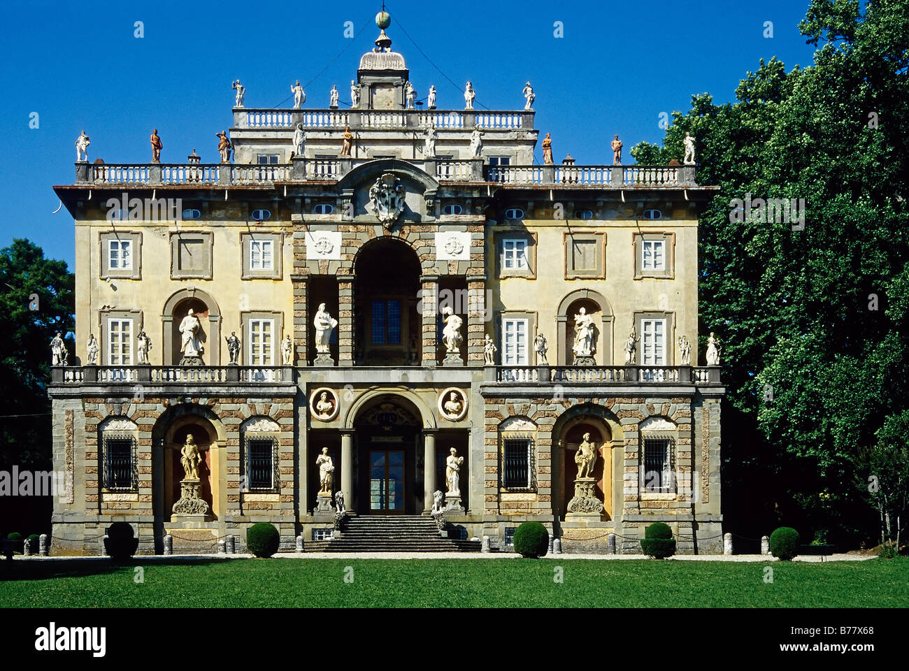 Villa Torrigiani di Camigliano, baroque facade, Lucca, Tuscany, Italy ...