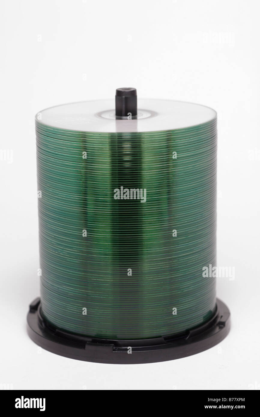 Stacks of cd's, studio shot, white background Stock Photo - Alamy