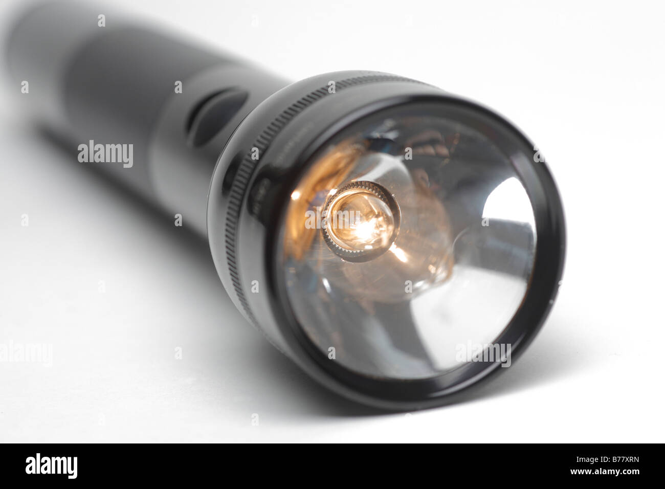 Flashlight, close-up, studio shot, white background Stock Photo - Alamy