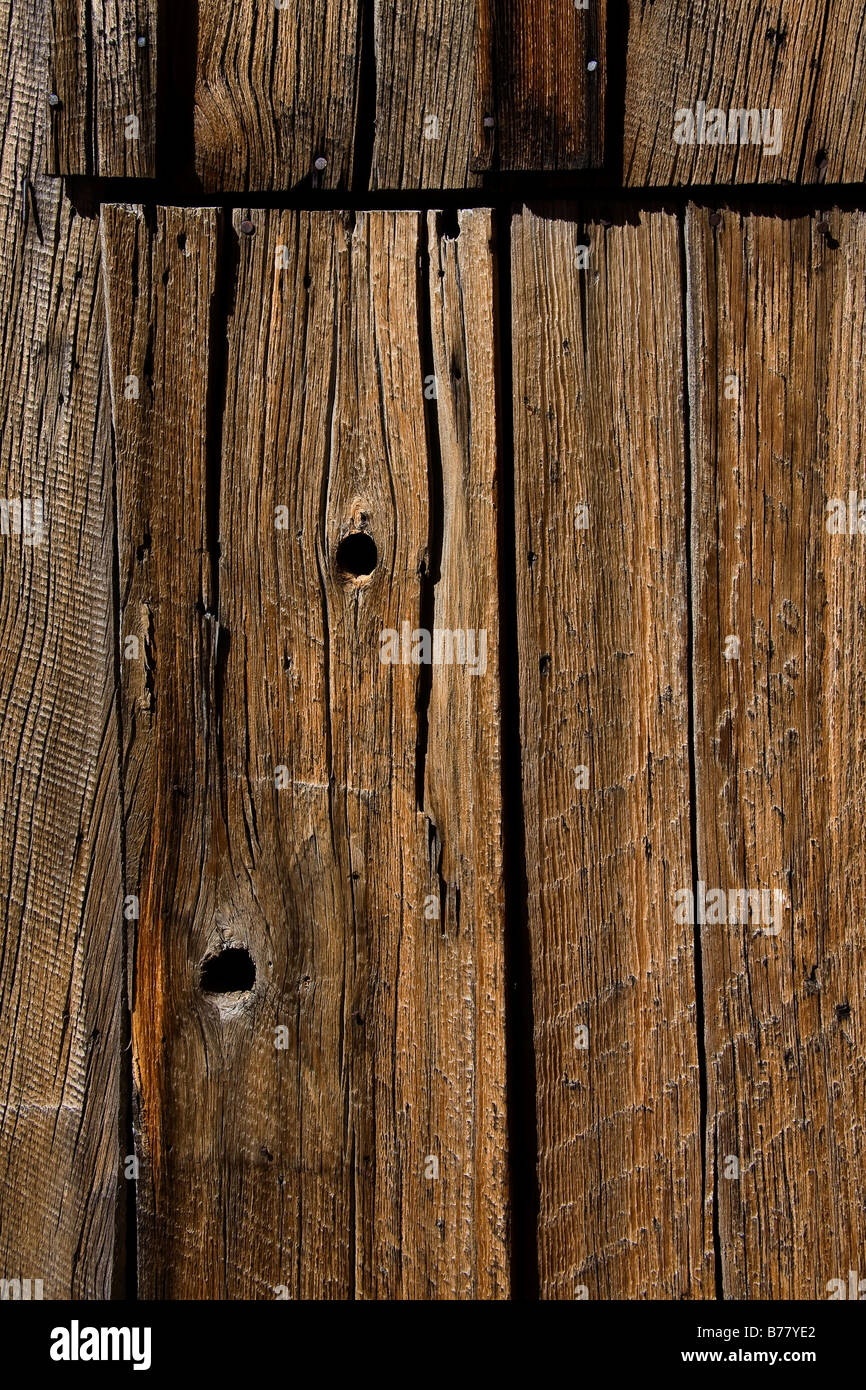 A close-up of timber that makes up the preserved buildings of Bodie ...