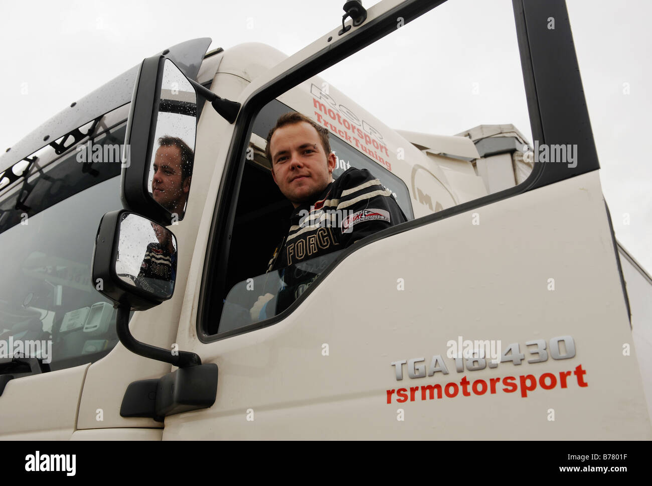 Truck driver Gregor Novak from Slovenia at a truckers parking lot ...